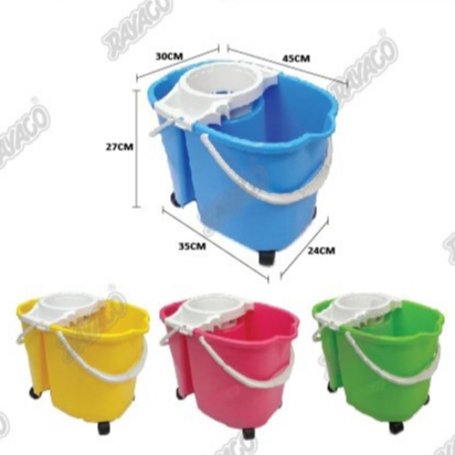 Rayaco Plastic Double Mop Bucket With Wheel 20Liter | Mop Pail With ...