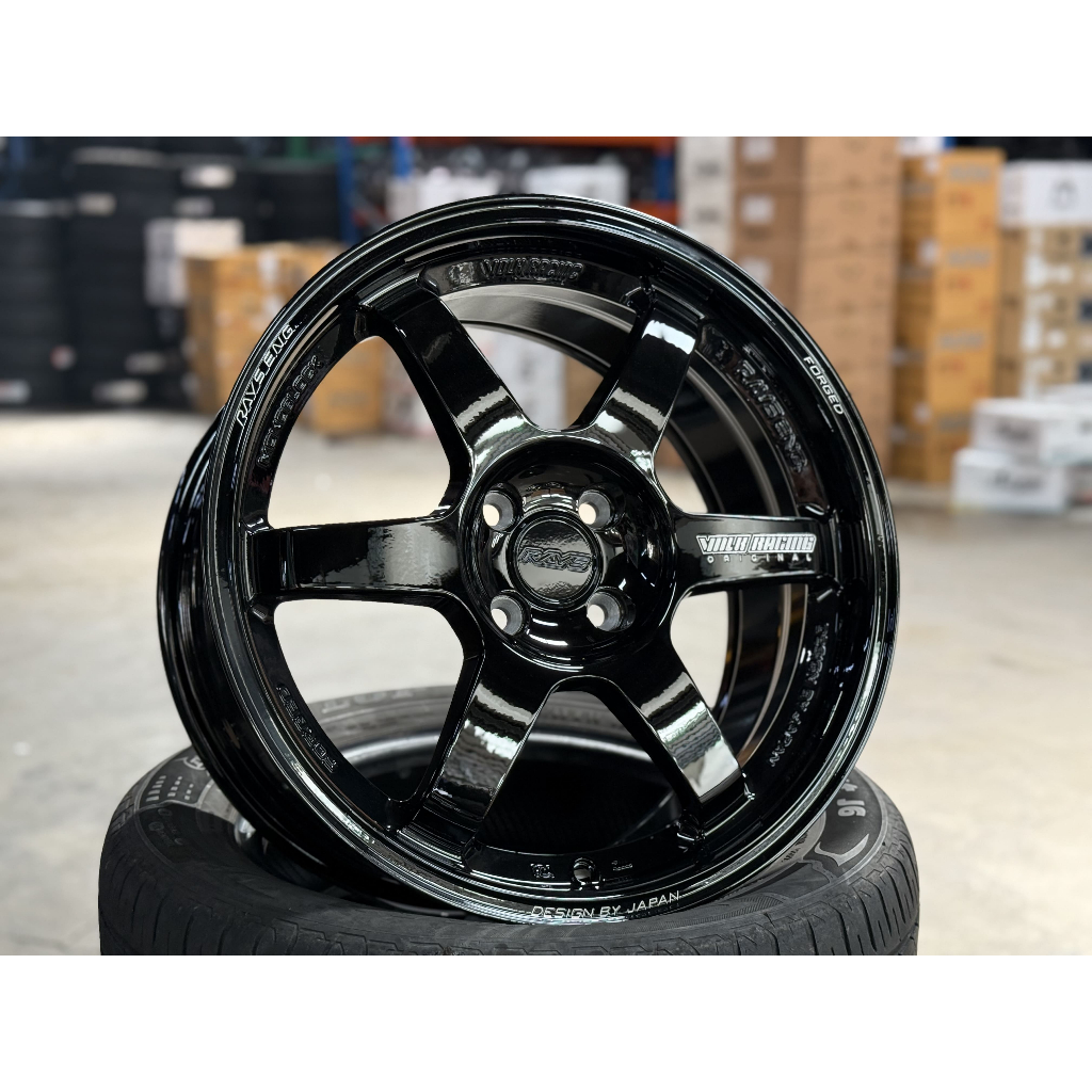 NEW 17X8J AOW TE37 Rim (set of 4) Black 4X100 for Mazda 2 MX5 Vios Yaris City Jazz Myvi Ativa ...