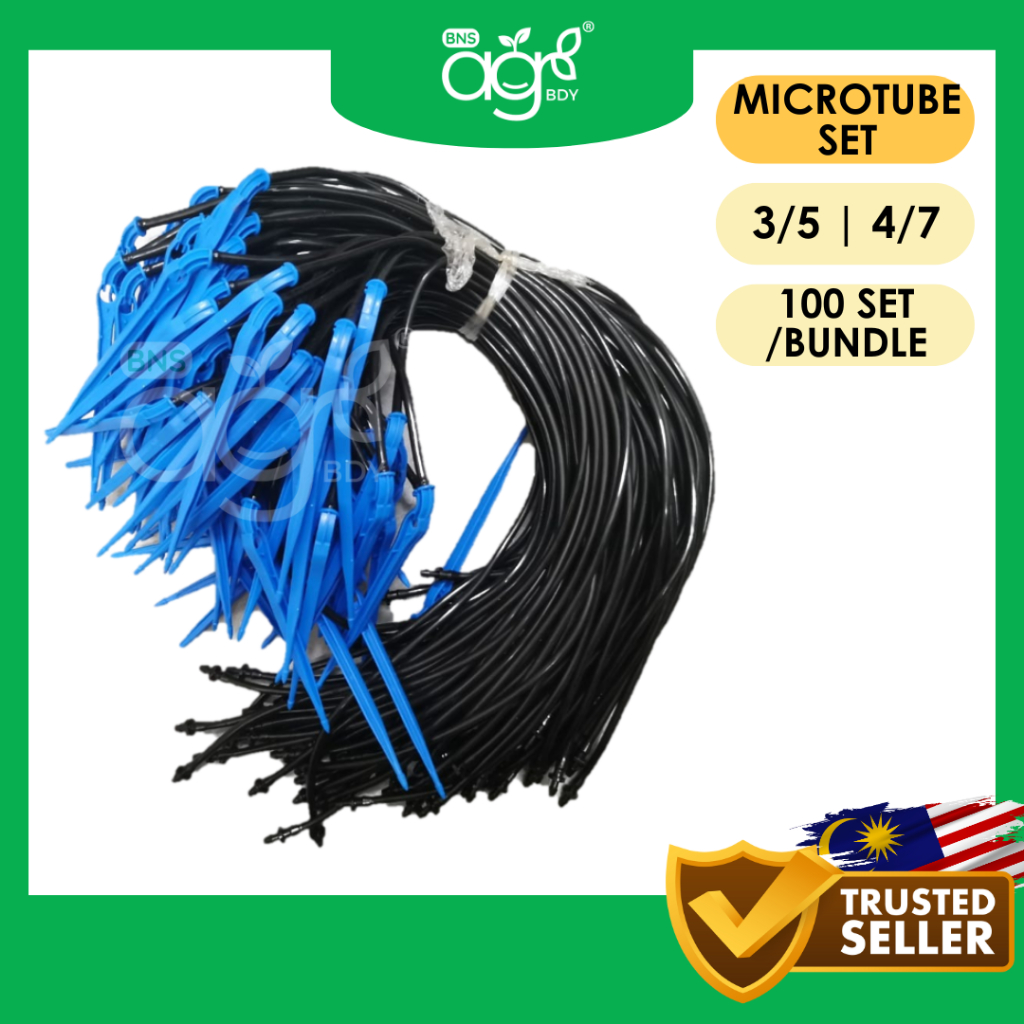 [100set] AgroBuddy 50cm 3/5 & 4/7 Fertigasi Set Dripper | Microtube ...