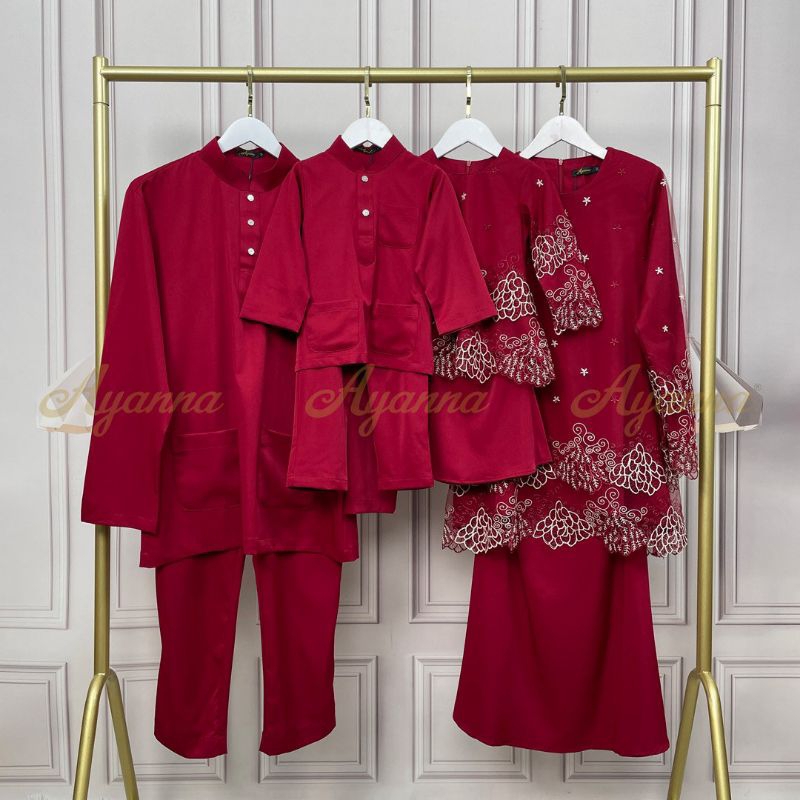 SEDONDON FAMILY MAROON ATHALIA / BAJU RAYA 2025 | Shopee Malaysia