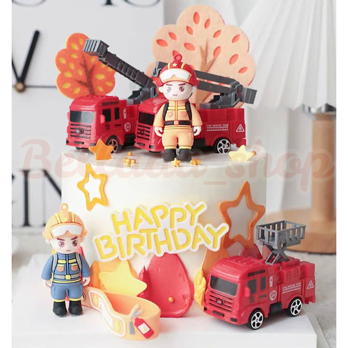 Firemen Cake Topper Firefighter Cake Topper Fire Truck Fireman Cake ...