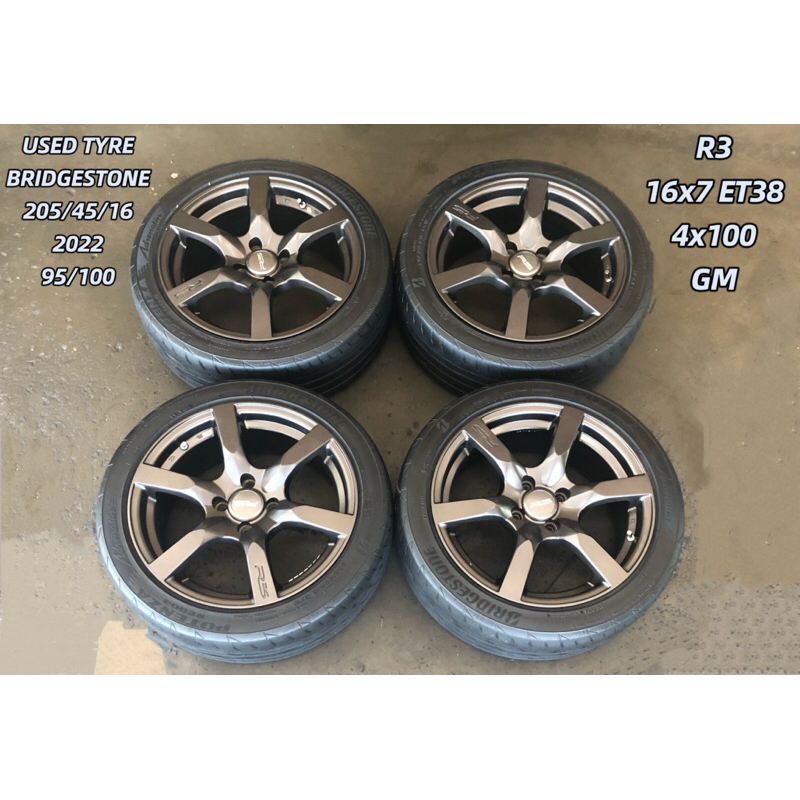 USED RIM R3 16 INCH WITH TYRE 205/45/16 FOR MYVI ALZA WIRA VIOS YARIS ...
