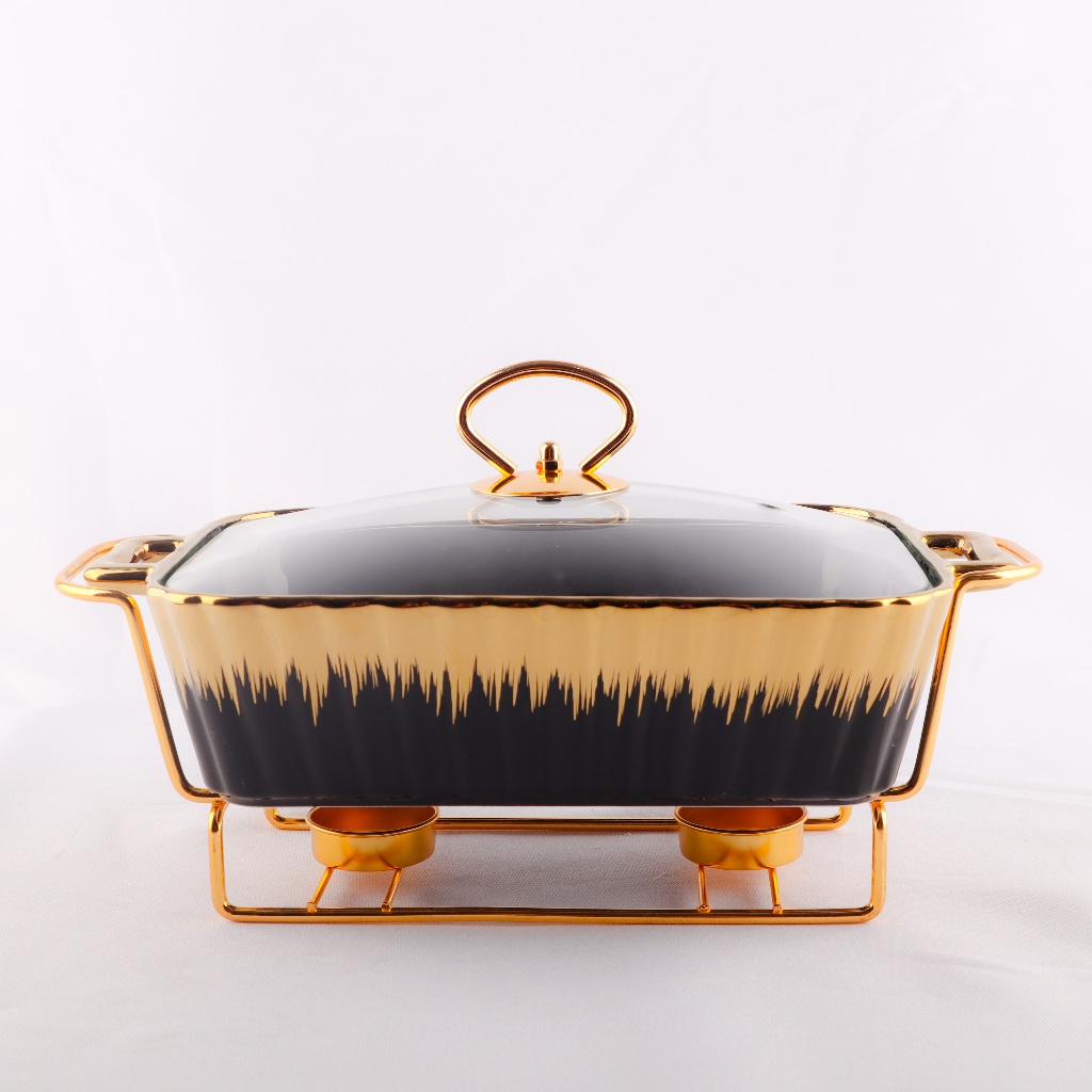HT RECTANGLE CASSEROLE PLATING GOLD IN WHITE/BLACK COLOR | Shopee Malaysia