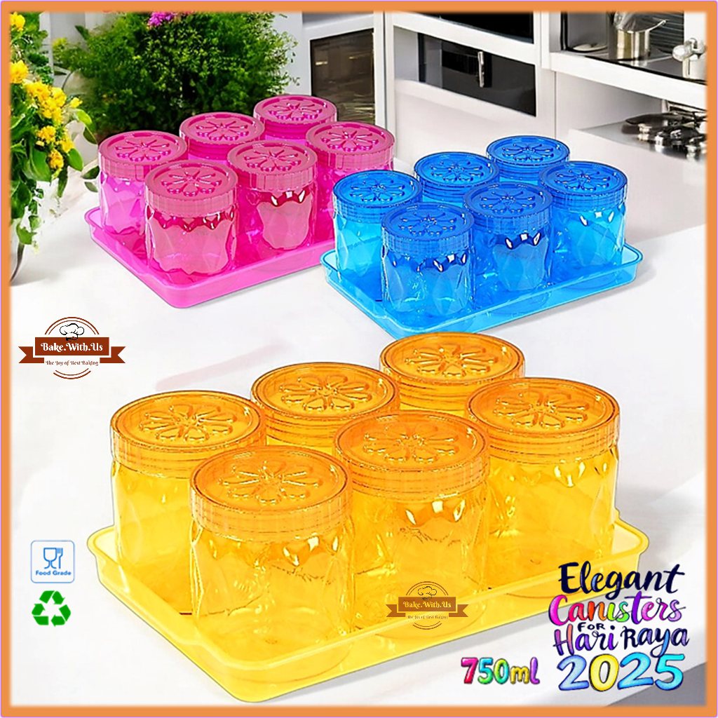 6pcs Crystal Bekas Kuih Raya Set 750ml / Cookies Container Set/ Bekas ...