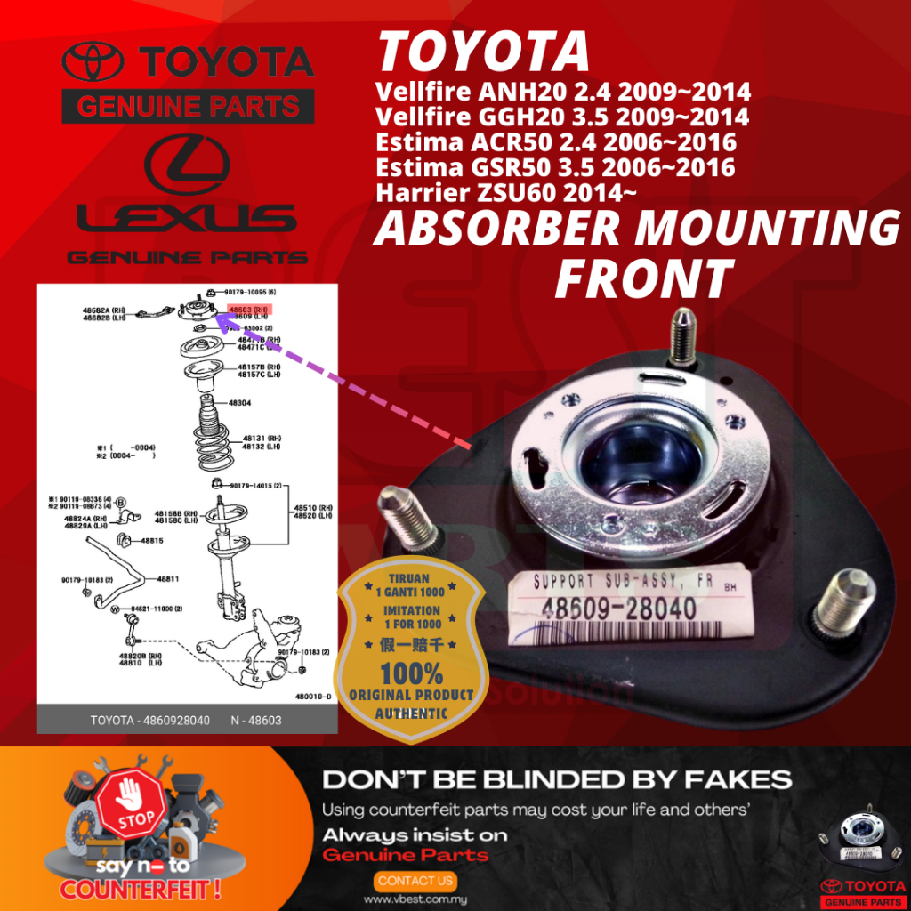 Original Toyota Vellfire ANH20 GGH20 / Estima ACR50 GSR50 Front ...