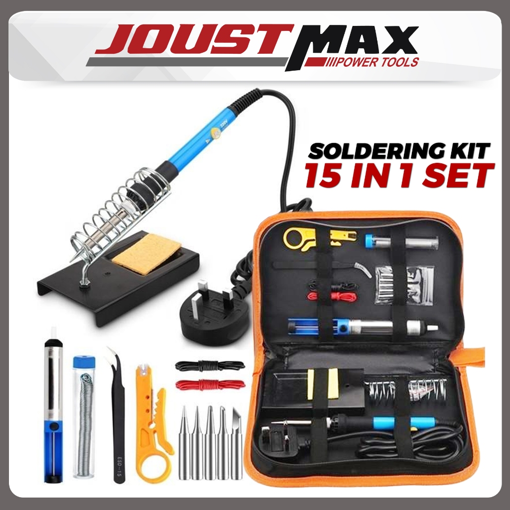 15 in 1 Set Portable 60W Soldering Iron Set Electronic Iron Kit 200-450°C Adjustable Temperature ...
