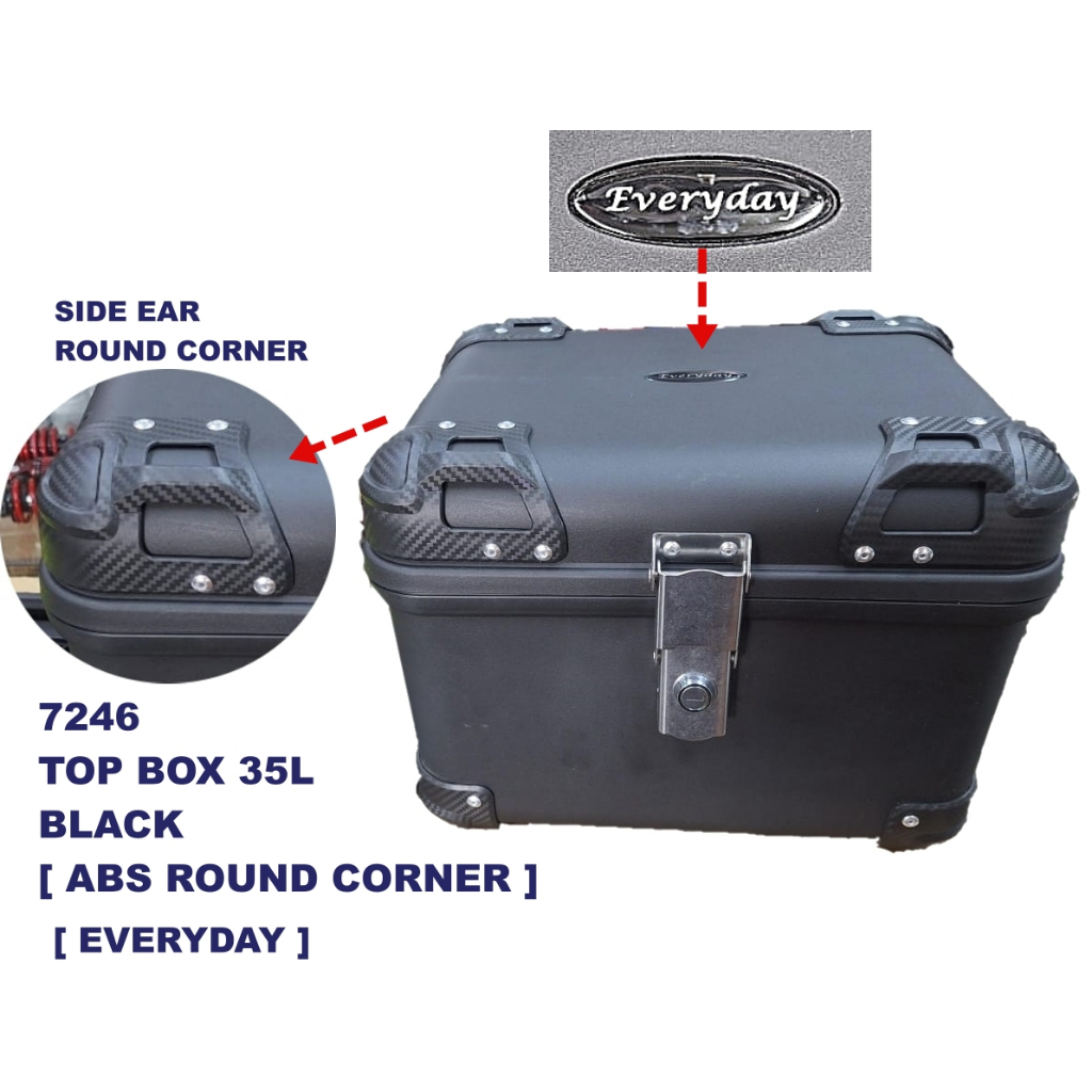 ROUND TOP BOX ABS SPIDER Rack Adjustable with TOPBox 45l 35L BLACK ...