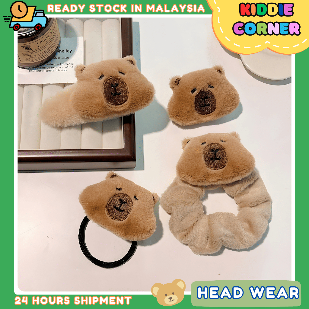 3D Capybara furry hair rubber band tie head wear kids accessories ikat ...