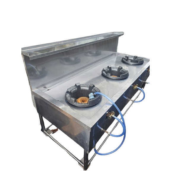 3 Kuali Range C/W Sauce Rack & Wheels & Water Tap & Regular Gas Pipe SS ...