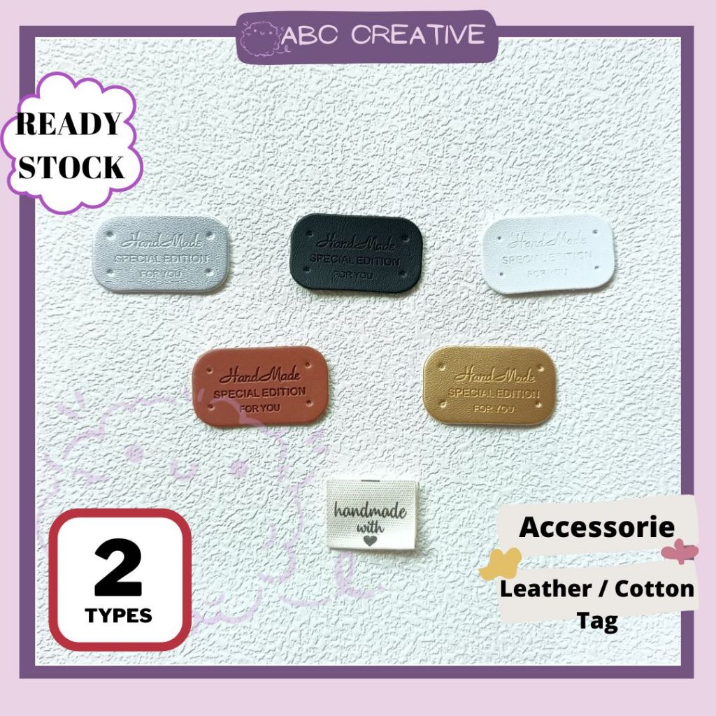 (2 Types) Label PU leather tag Cotton Label Tag for DIY Bag Beg Craft ...