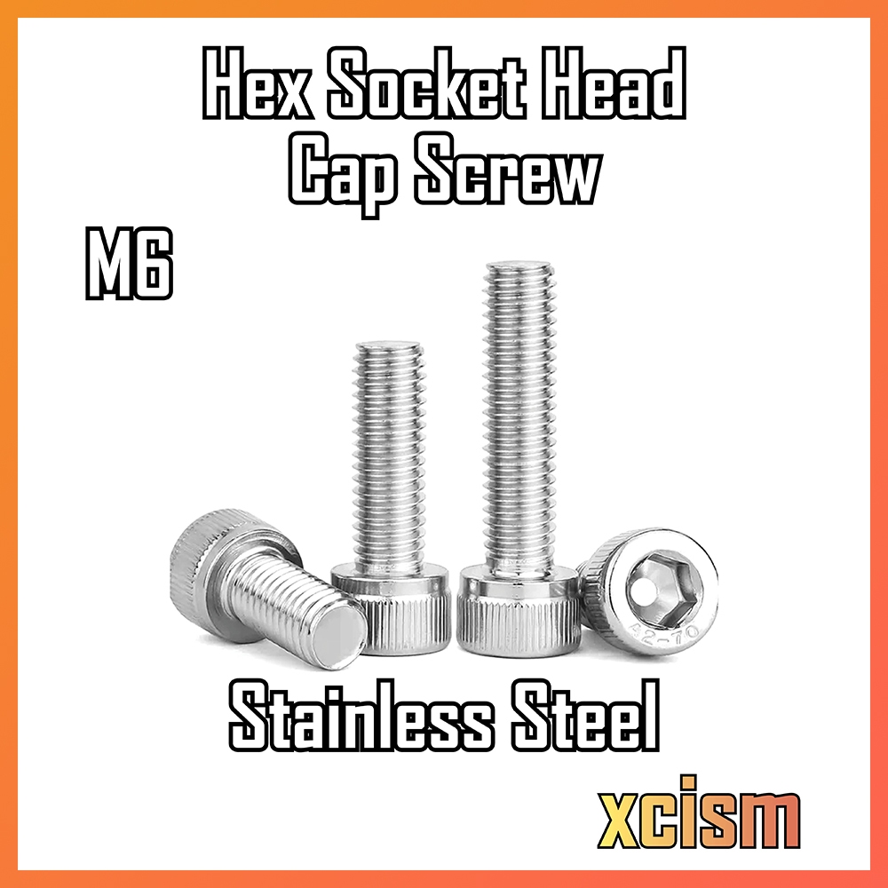 M6 Hex Socket Head Cap Screw Allen Key Bolt Skru Stainless Steel 304 ...