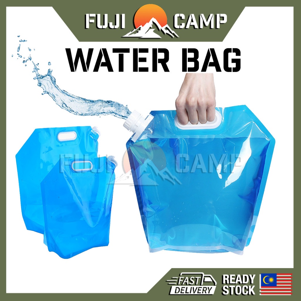 🏕️READY STOCK🏕️5L 10L Foldable Water Bag Folding Water Pouch Outdoor Portable Drinking ...