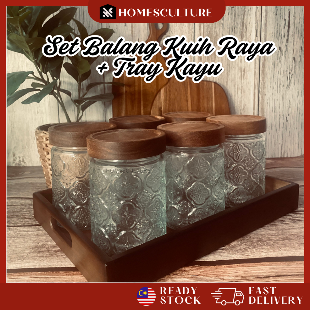 Set Balang Kuih Raya + Dulang Kayu Bekas Kuih Raya Kedap Udara Vintage ...