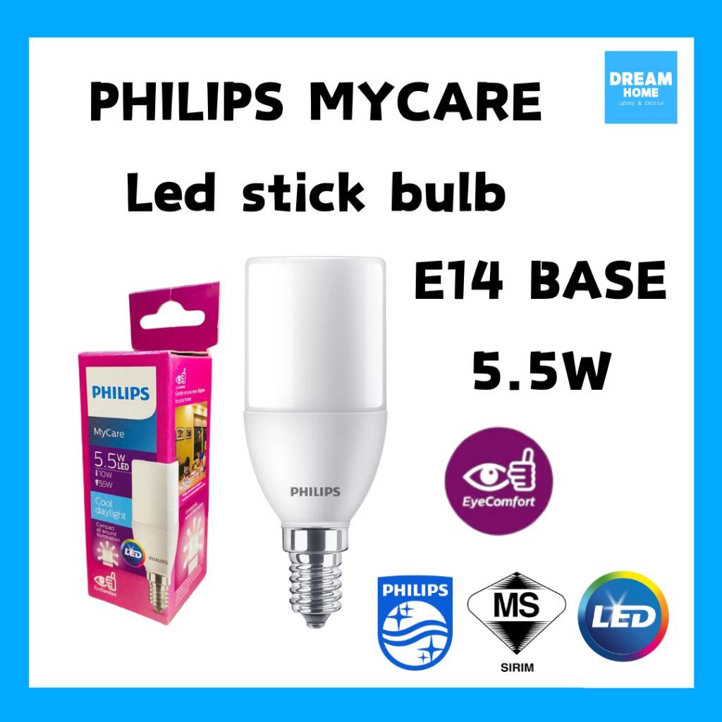 PHILIPS MYCARE LED Stick Bulb E14 5.5W | Shopee Malaysia