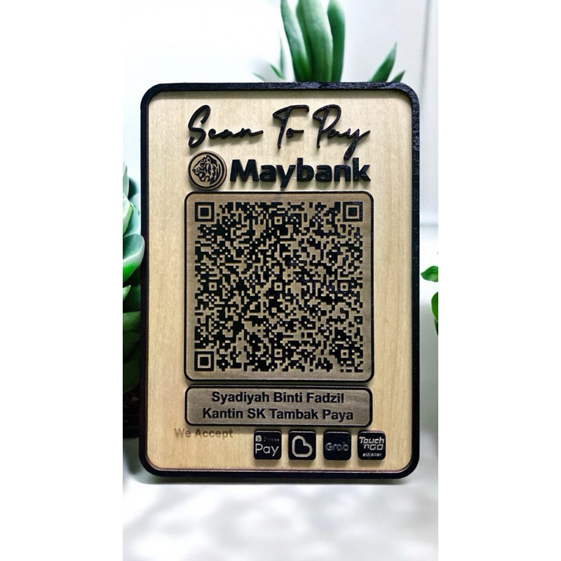 Wooden QR Code Display Kayu Custom Murah | Shopee Malaysia