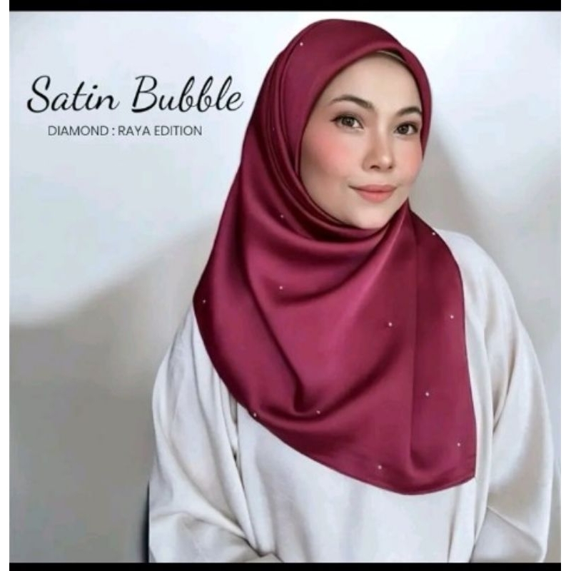 Bawal Satin Babble 45 Square Hijab Bubble Wanita - Model Terbaru ...