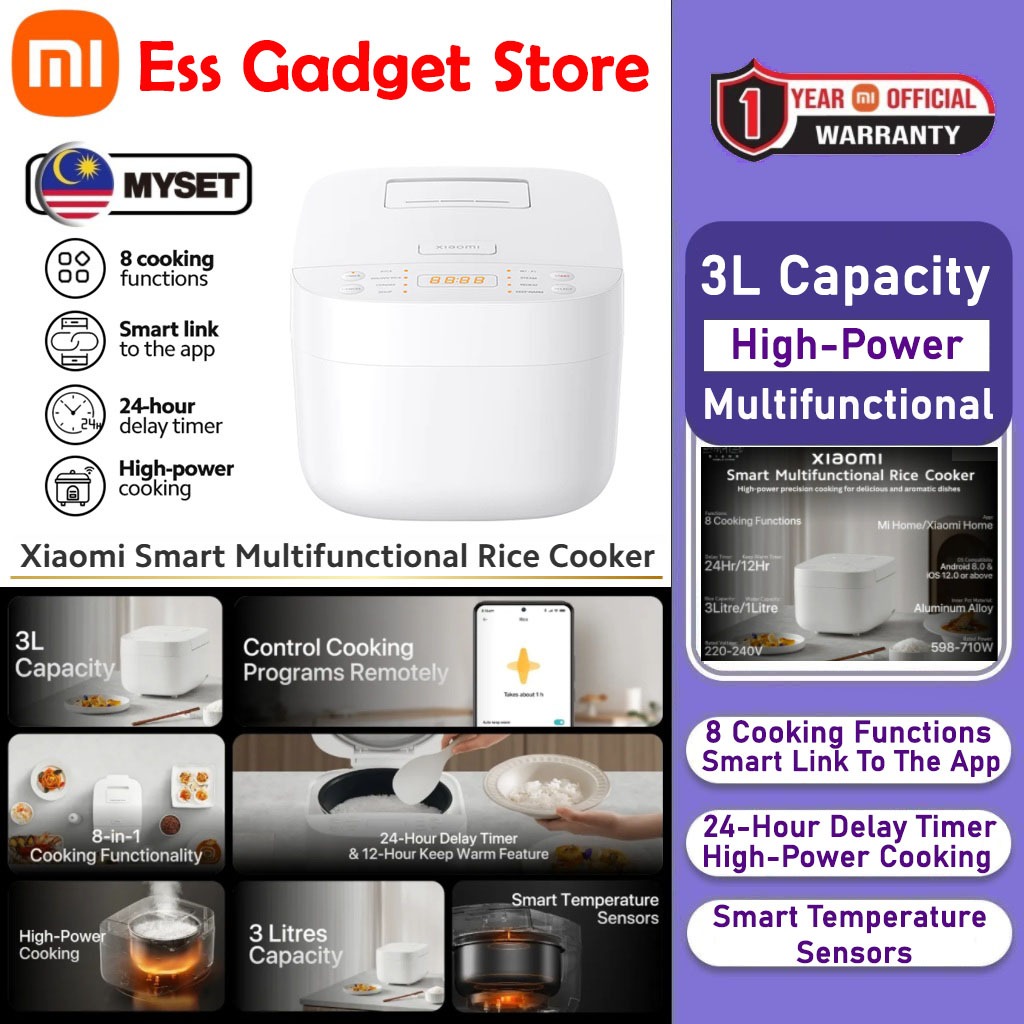 MYSET Xiaomi Smart Rice Cooker Multifunctional 3L 8 Cooking Functions ...