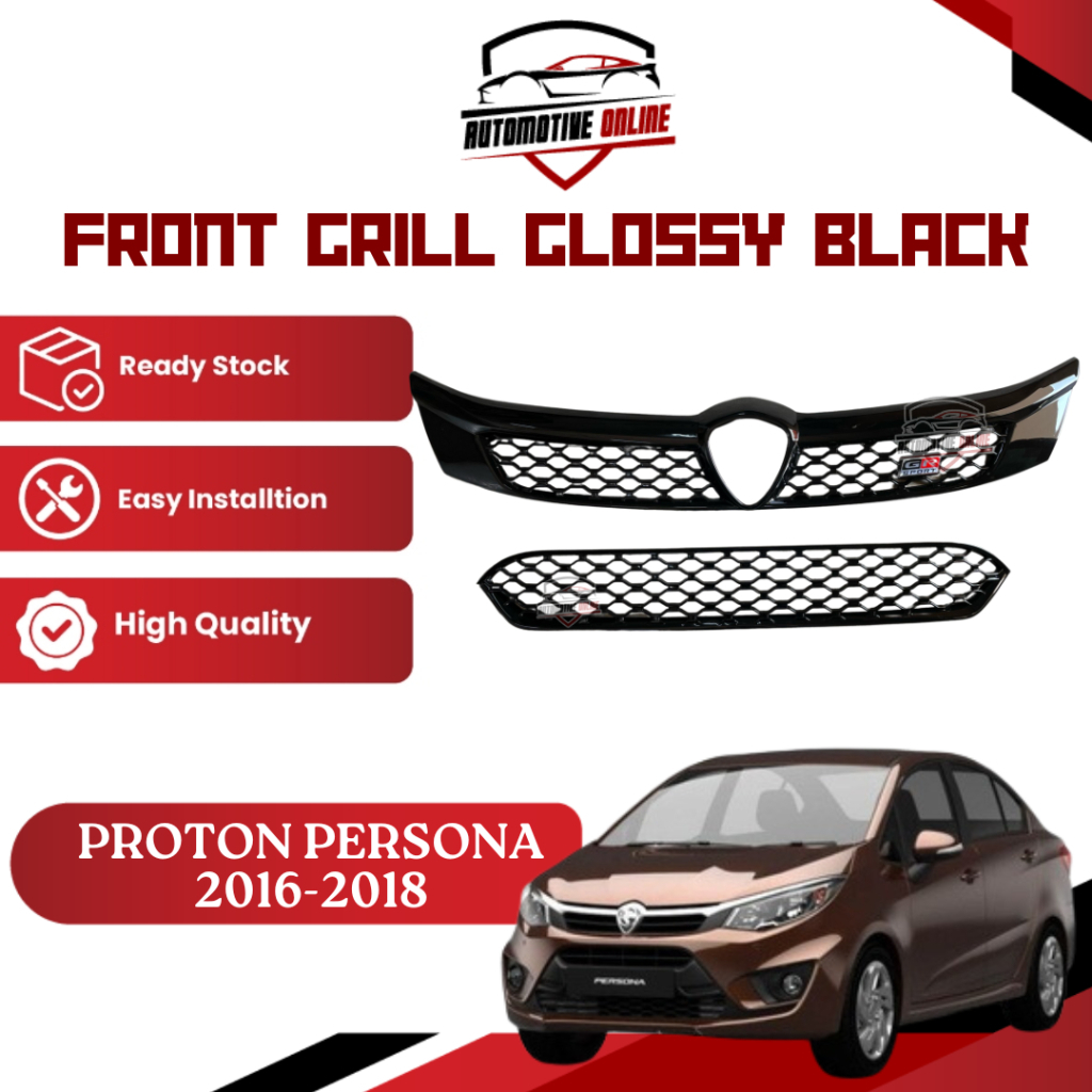 Proton Persona 2016-2018 Front Grill Glossy Black (Mini Cooper Style ...