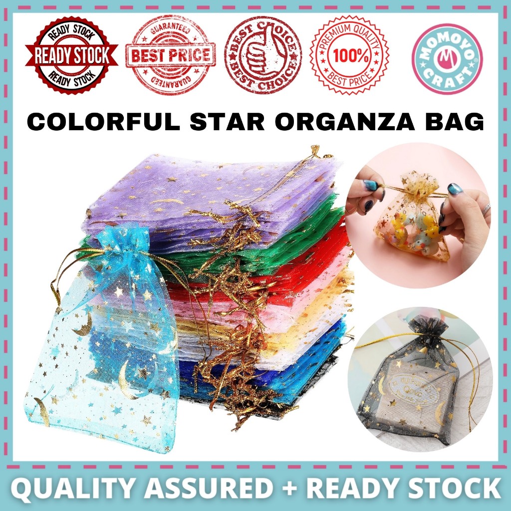 Momoyocraft Star Organza Bag Colorful Organza Pouch Doorgift Beg Mini ...