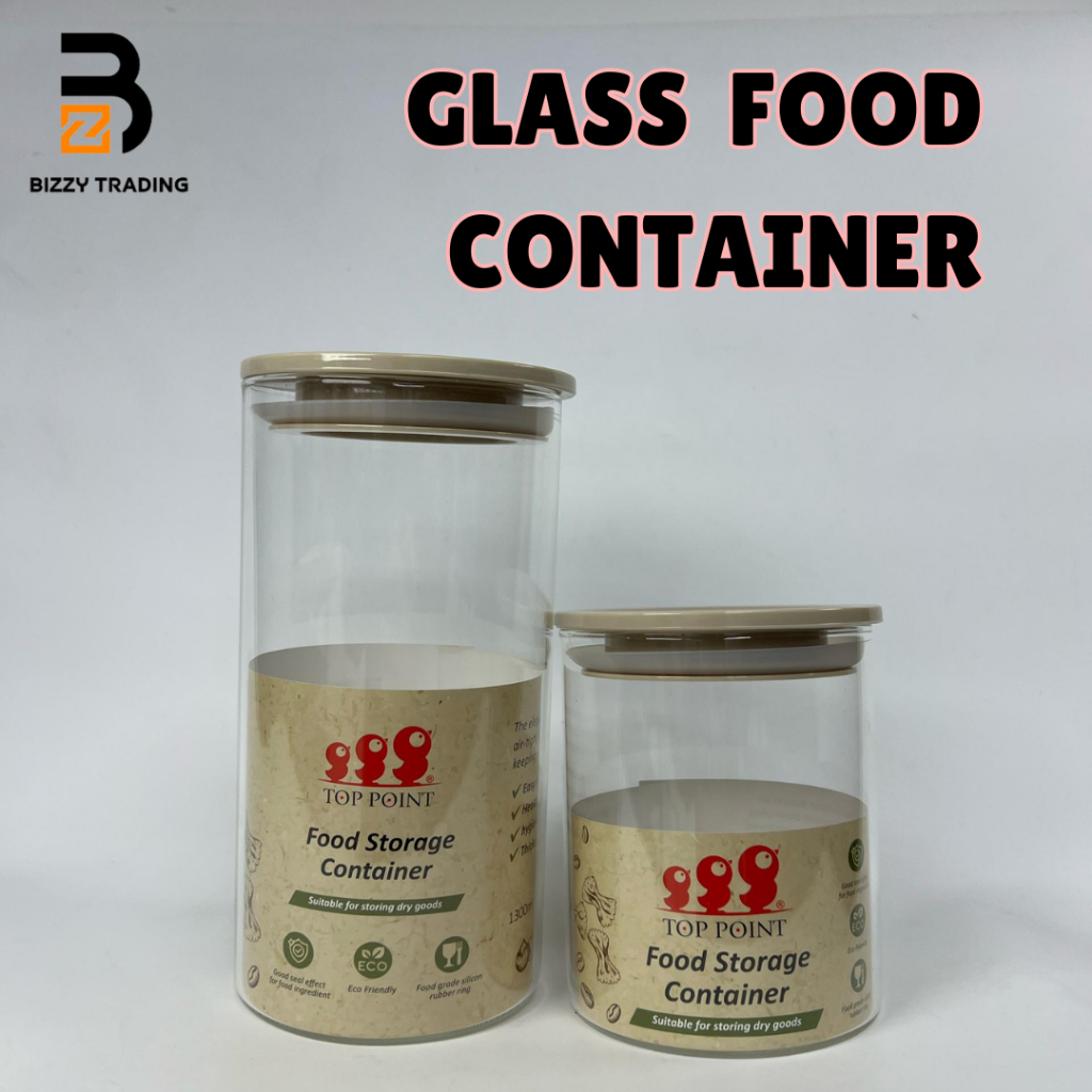 TOP POINT Glass Transparent Food Storage Container with Acrylic Cover ...
