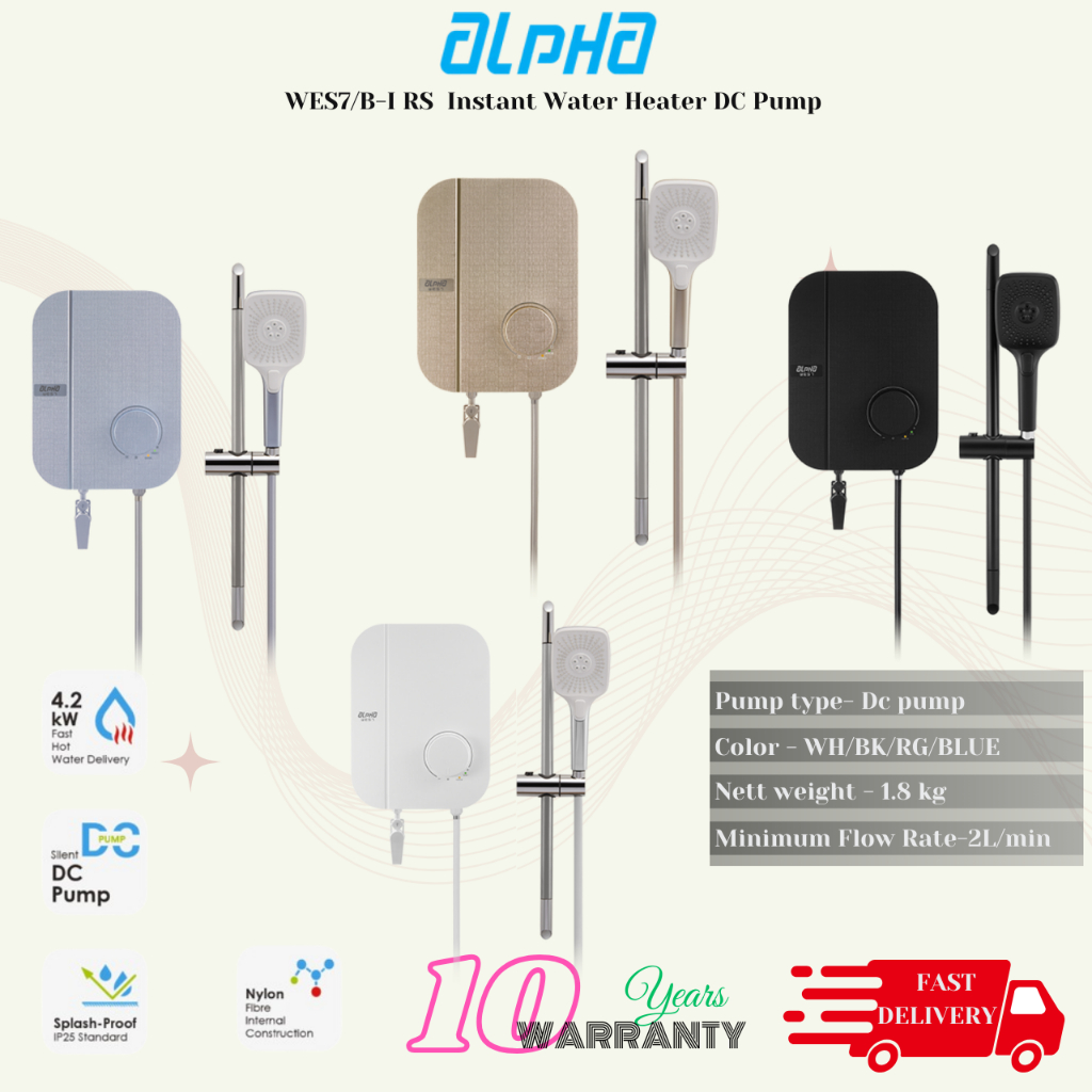 ALPHA WES7/B-i Rain Shower Instant Water Heater DC Pump best 2025 | Shopee Malaysia