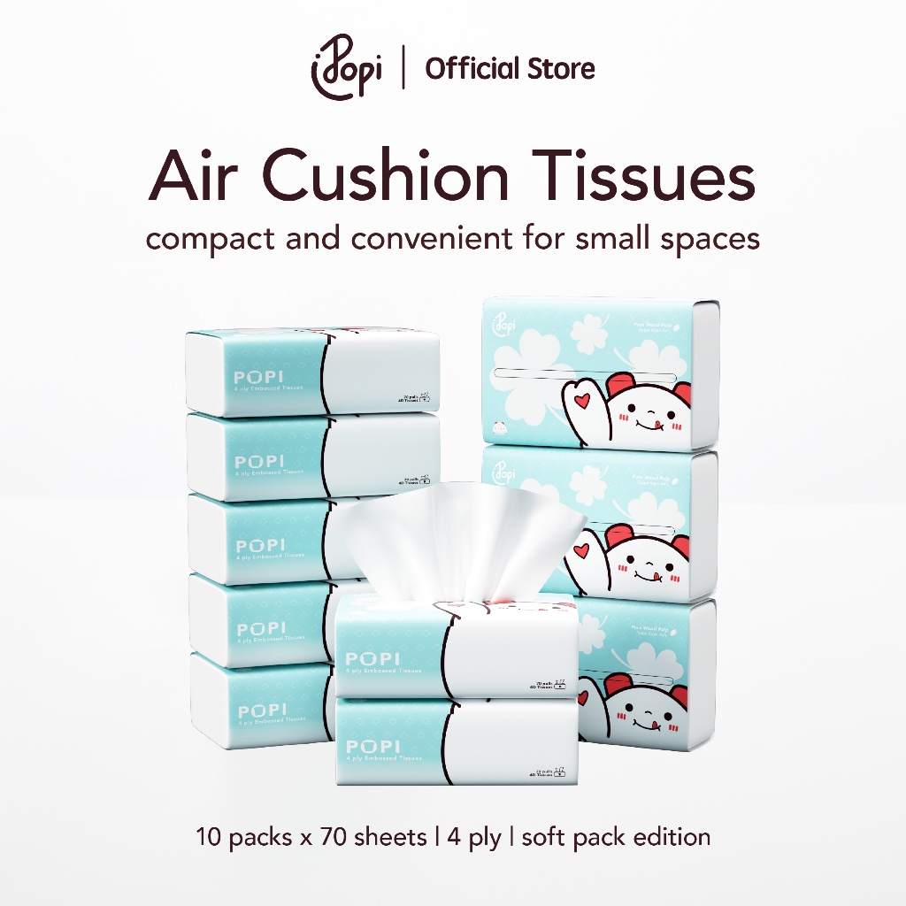 10 pek Popi Tisu Air-Cushion 4 Lapisan | 4D Embossed Tissues | Shopee ...