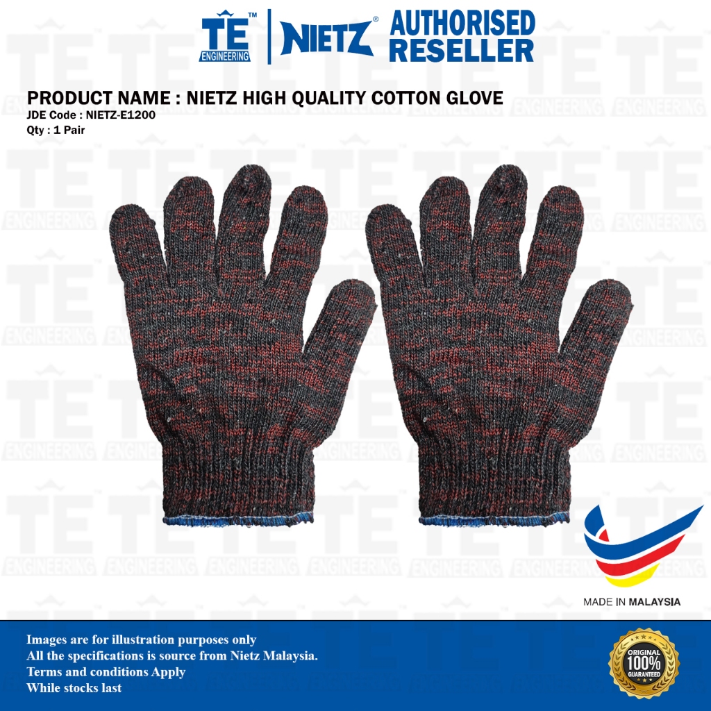NIETZ E1200 HIGH QUALITY COTTON GLOVE 850g per dozen | Shopee Malaysia