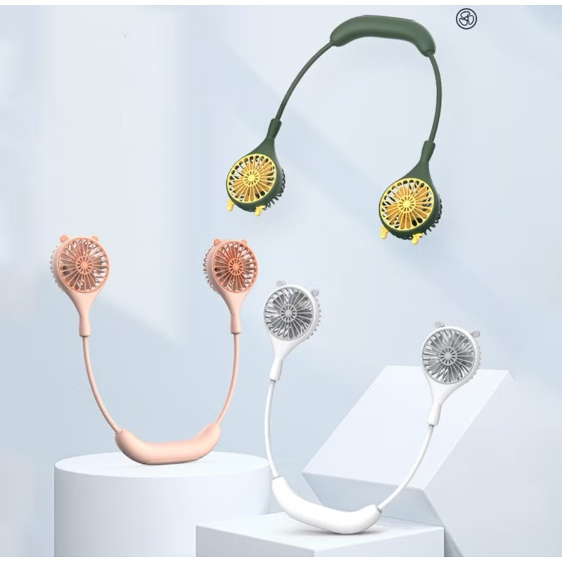 New Folding Mini Neck Fan Band Hands-Free Hanging USB Rechargeble Dual ...
