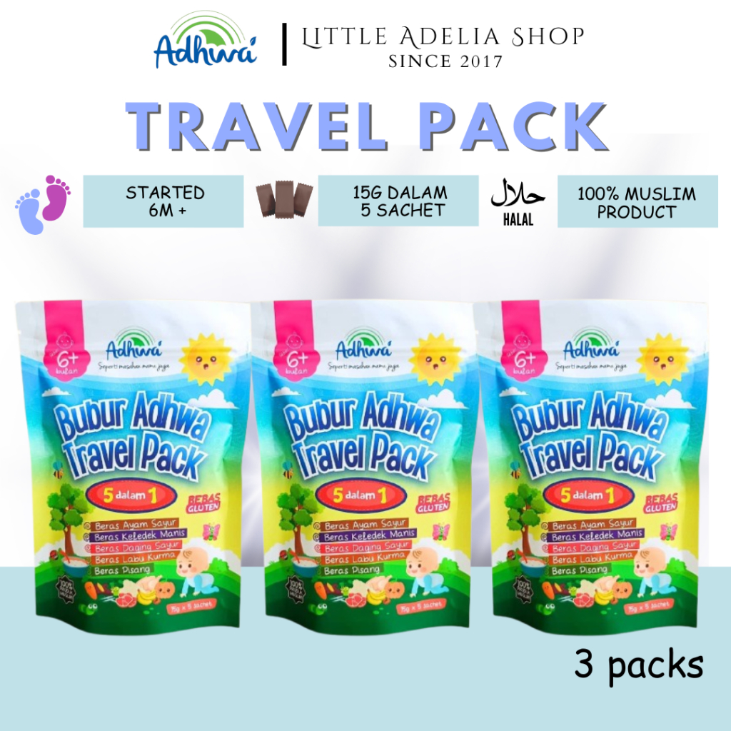 Adhwa Baby Food Travel Pack Porridge Bubur Makanan Bayi Beras Ayam ...