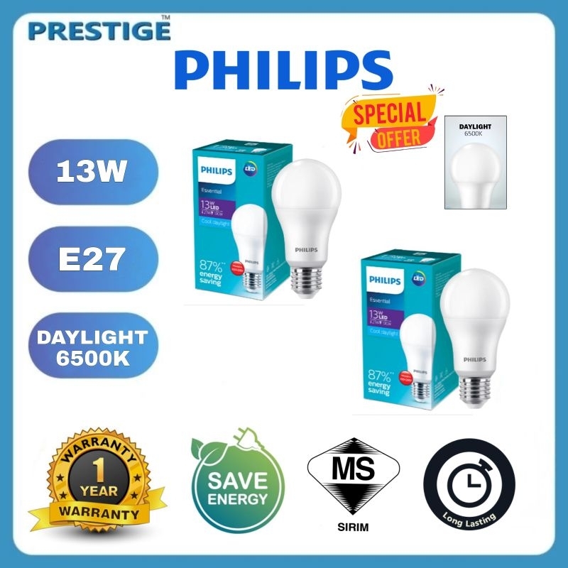 PHILIPS 13W E27 ESSENTIAL LED BULB (DAYLIGHT) | Shopee Malaysia