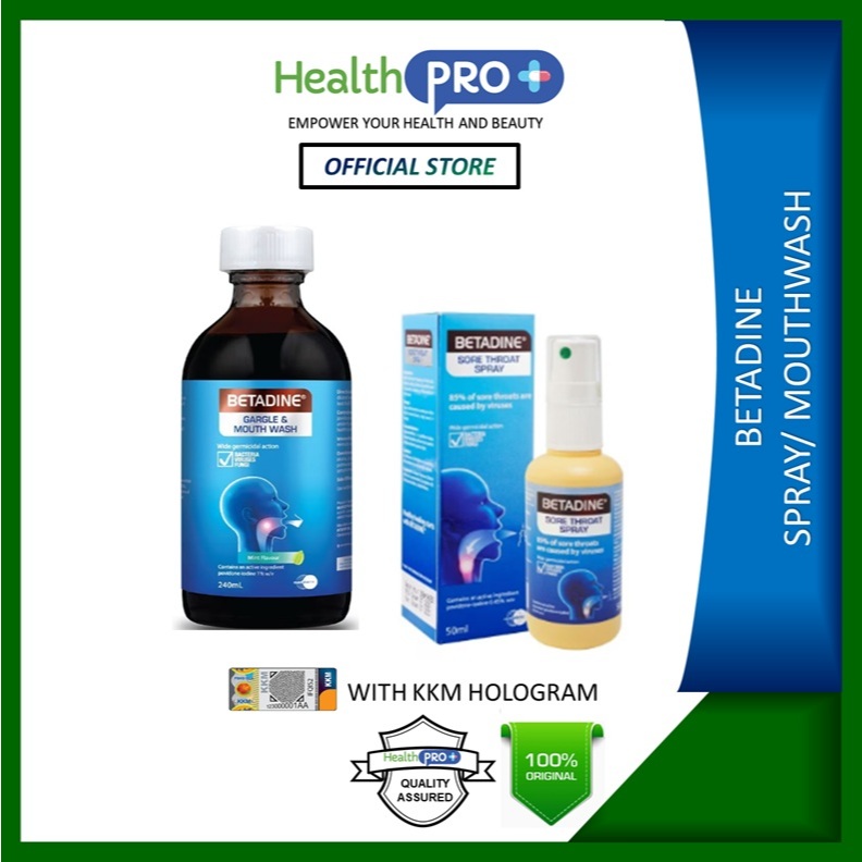 Betadine Throat Spray 50 ML/ Gargle & Mouth Wash 240 ML SORE THROAT ...