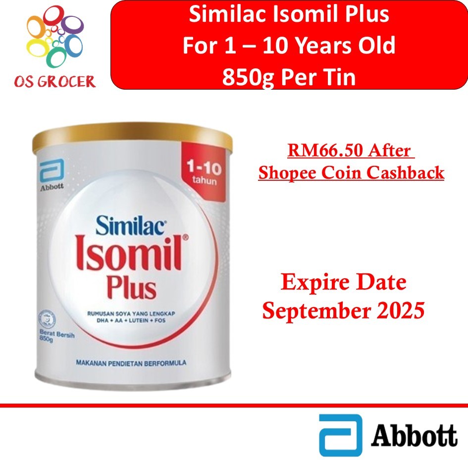 RM66.50 Similac Isomil Plus 1-10 years 850g Per Tin | Shopee Malaysia
