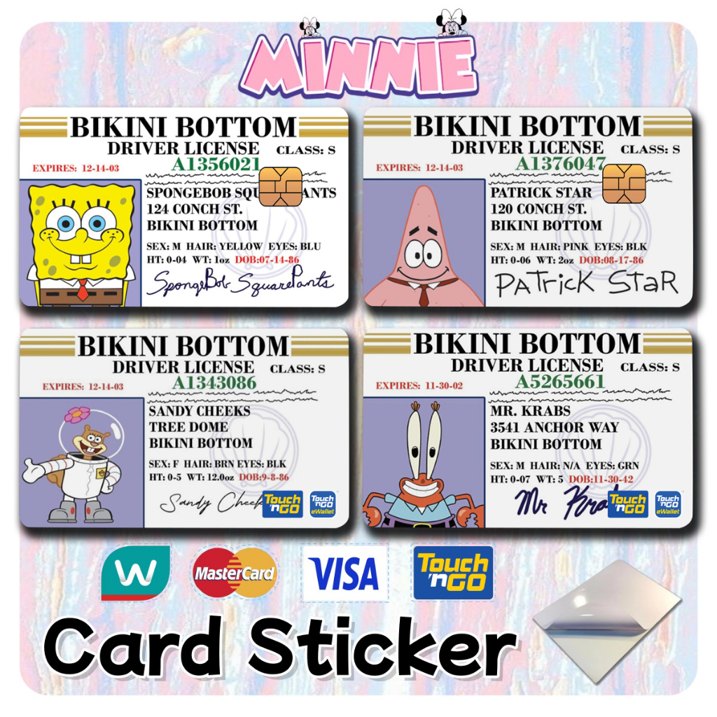 [ Spongebob ID Card ] Touch n Go Card Sticker Cover TNG Card / Watsons ...