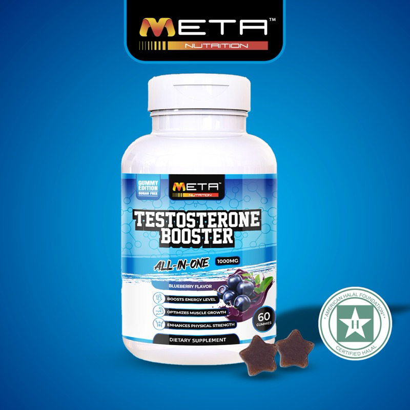TESTOSTERONE BOOSTER 1000mg - ZERO SUGAR 60' Gummies by Meta Nutrition ...
