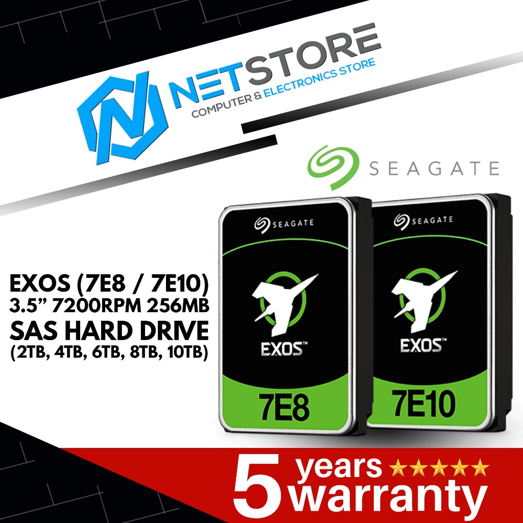 SEAGATE EXOS (7E8 / 7E10) 3.5” 7200RPM 256MB SAS HARD DRIVE (2TB, 4TB ...