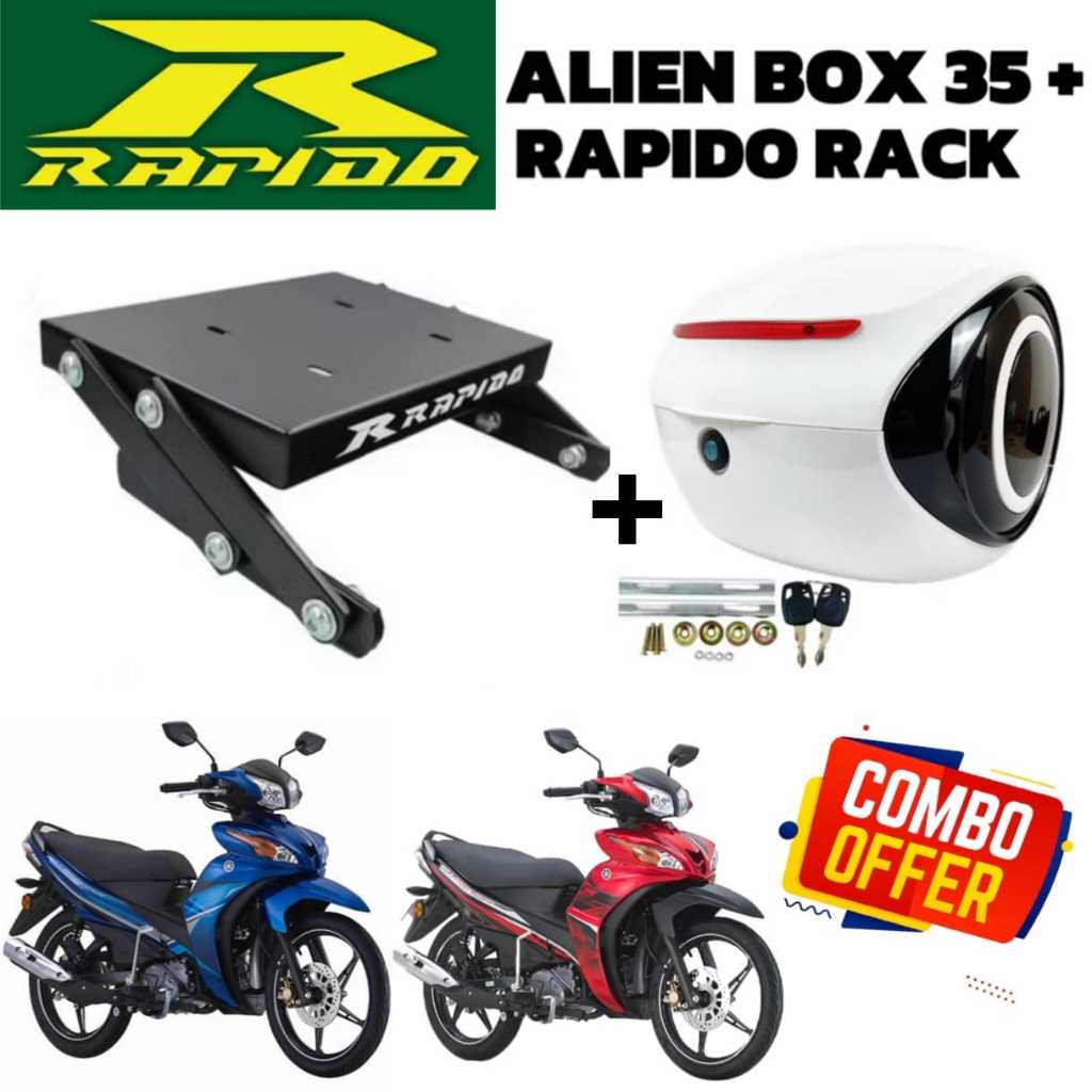 COMBO SET BOX ALIEN 35L ABS + MONORACK RAPIDO LAGENDA 115 FI BOX ALIEN LAGENDA 115 FI ADJUSTABLE ...