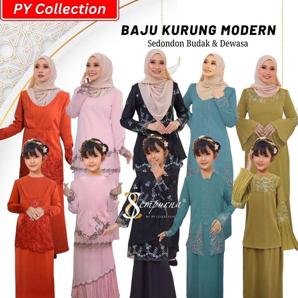 【KURUNG MODERN】BAJU RAYA SEDONDON - WARNA BRICK ORANGE PINK ASH BLUE ...