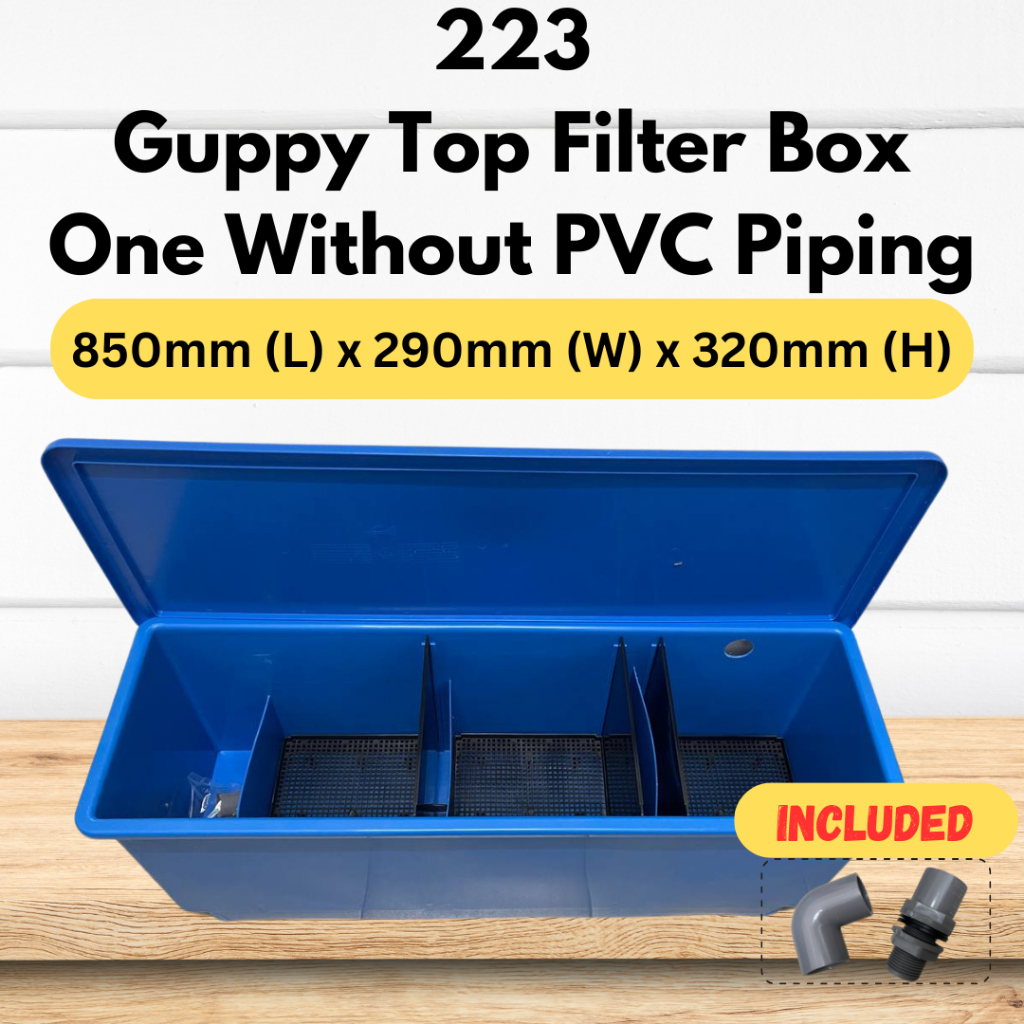 #223 Guppy Top Filter Box One Without PVC Piping - 850mm (L) x 290mm (W ...
