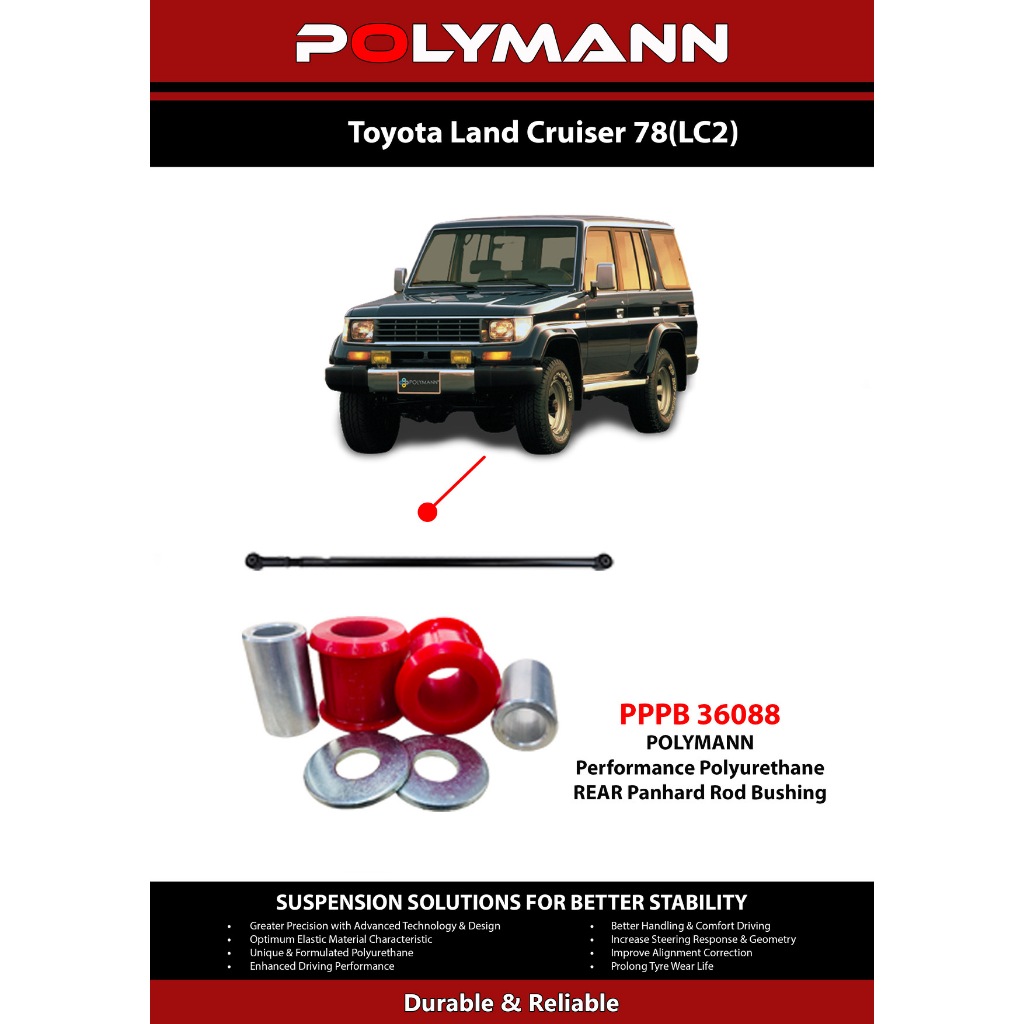 Polymann Toyota Land Cruiser LC78/ LC2 Rear Panhard Rod Polyurethane ...