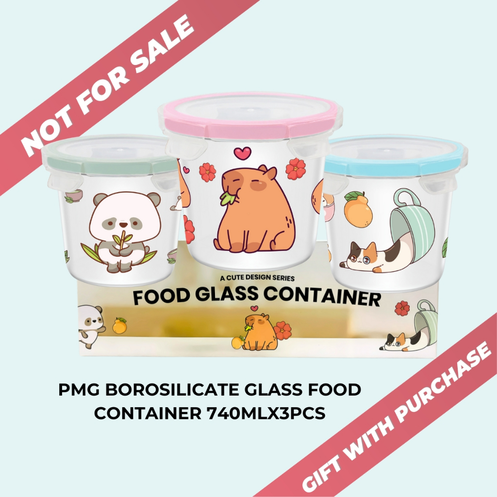 [FREE GIFT - NOT FOR SALE] PMG Borosilicate Glass Food Container 740mlx3pcs | Shopee Malaysia