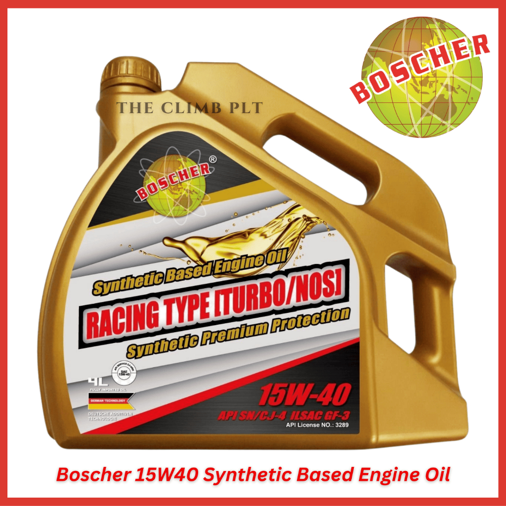 Boscher 15W-40 SN CJ4 Engine Oil (4L) Minyak Hitam Kereta For Diesel Pickup Truck Hilux Triton ...