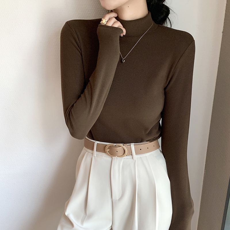 mysteryoffemale Women Casual Long Sleeve Turtle Neck High Collar Inner ...
