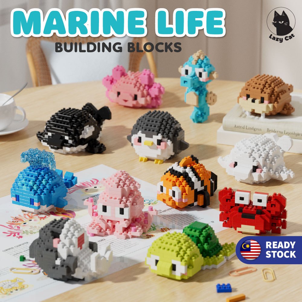 Mini Cute Cartoon Nano Bricks Marine Life Animals Building Block Kid ...