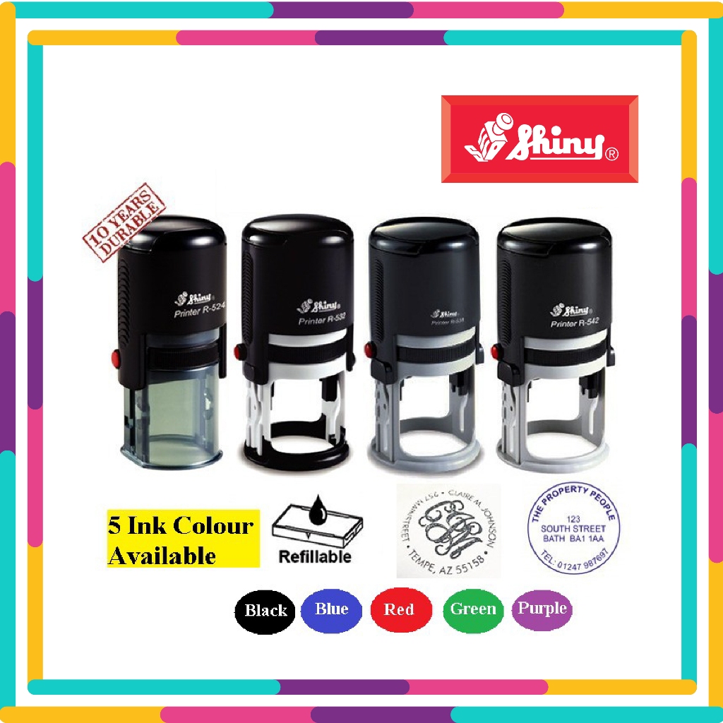 SHINY Cop Bulat Berdakwat / Self Inking Round Stamp / Cop jenis Ink / Bulat | Shopee Malaysia