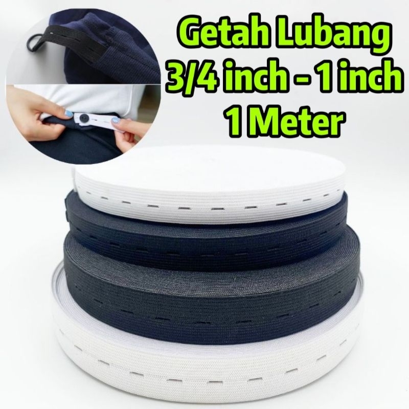 1 Meter Tali Getah Lubang Butang/Getah Berlubang/Elastic Band With ...