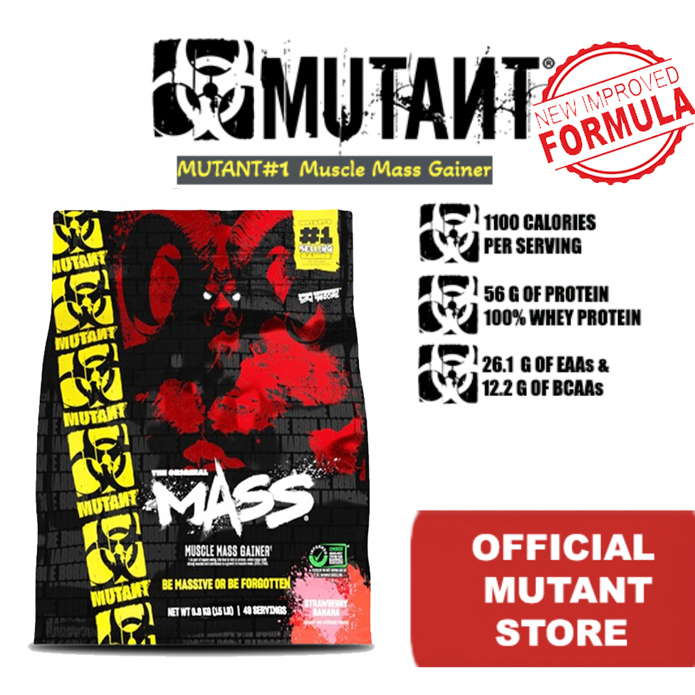 MUTANT Mass Muscle Mass Gainer Whey Protein Supplement (15/5lbs ...