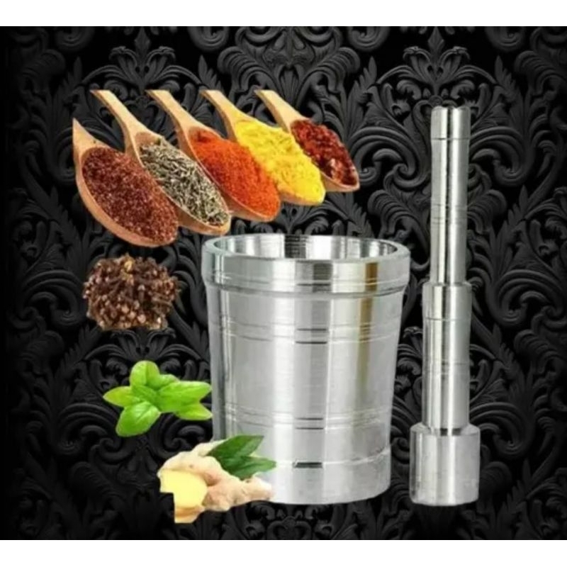 Aluminium Heavy Mortar and Pestle Set/Khalbatta/SpiceMixer for Kitchen ...