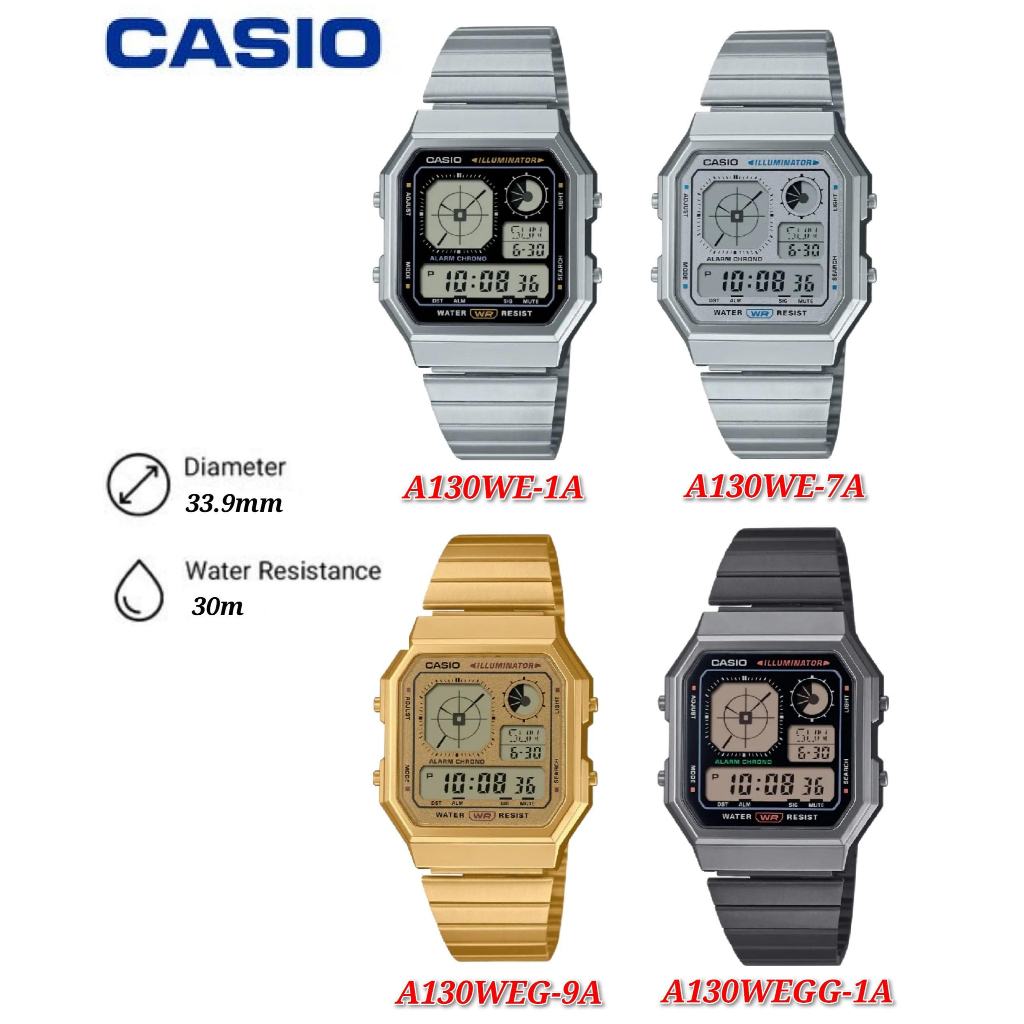 Casio A130WE A130WEG A130WEGG Series Retro-Futuristic watches get four new models - A130WE ...