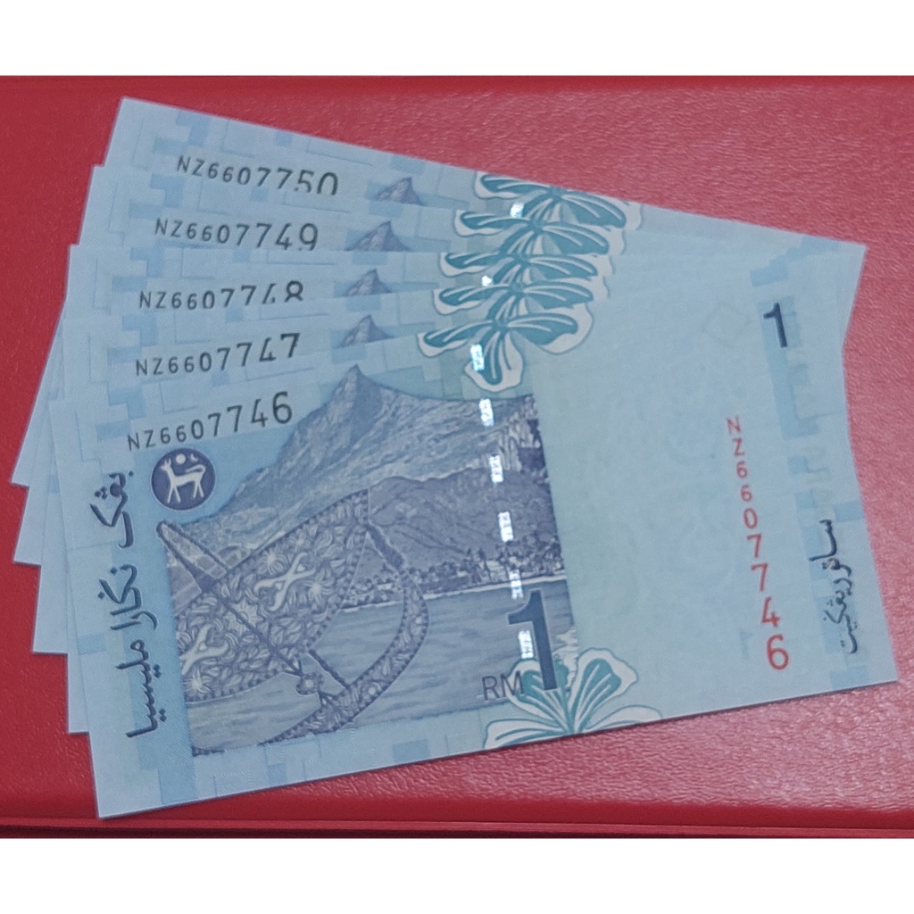 BNM 3rd Series 1 Ringgit 5 pcs running number UNC Condition rare note ...