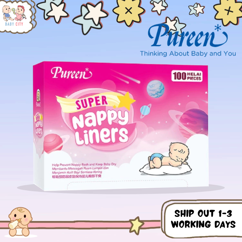Pureen Super Nappy Liners 100 Pieces (33 cm x 22 cm) /Napkin Baby/Kain ...